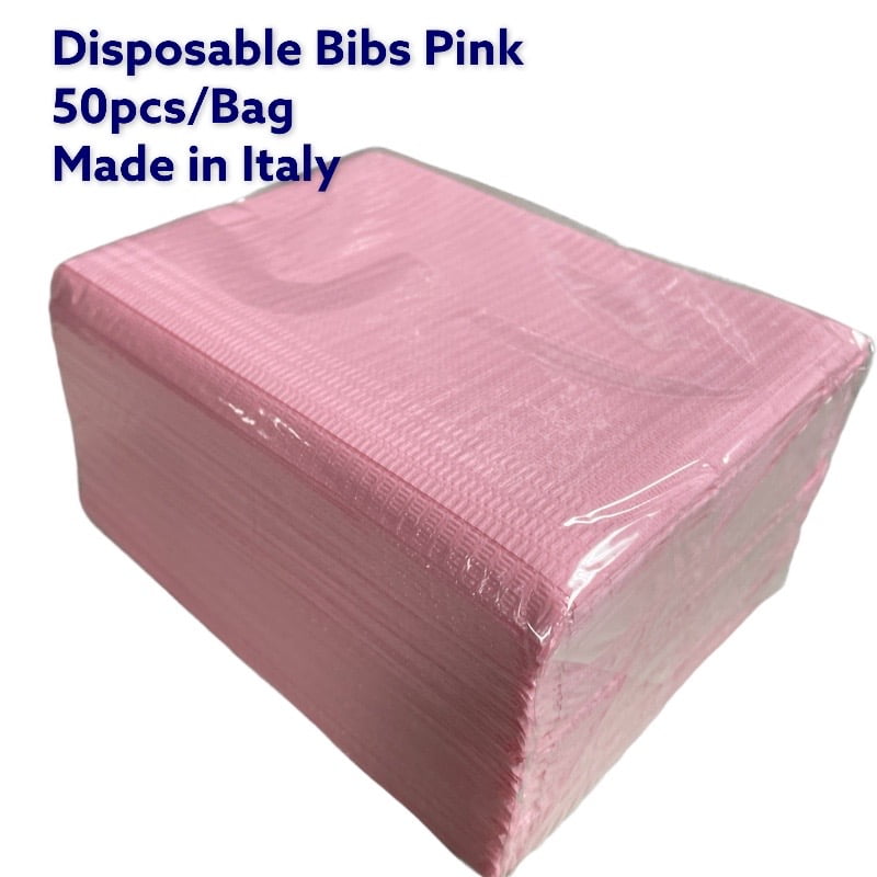 50 Pack Pink Disposable Patient Bibs Waterproof for Dental Tattoo ...