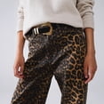 Women's Leopard Print Straight Leg Jeans, Casual Denim Pants - Walmart.com
