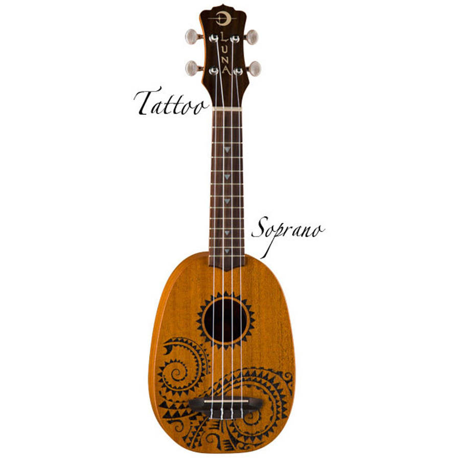 Luna Tattoo Design Pineapple Body Soprano Ukulele - Satin - Walmart.com