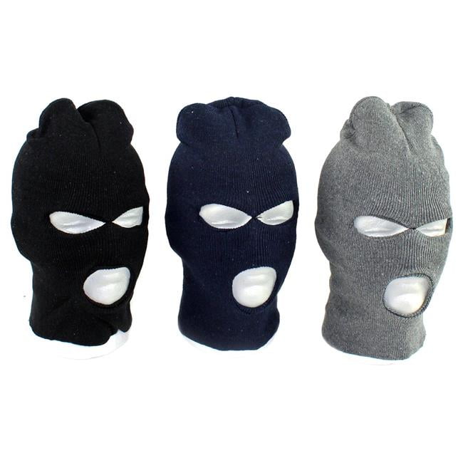 Eros 6019-MASK Mens 3-Hole Ski Masks - Black, Gray & Navy - Pack of 24 ...