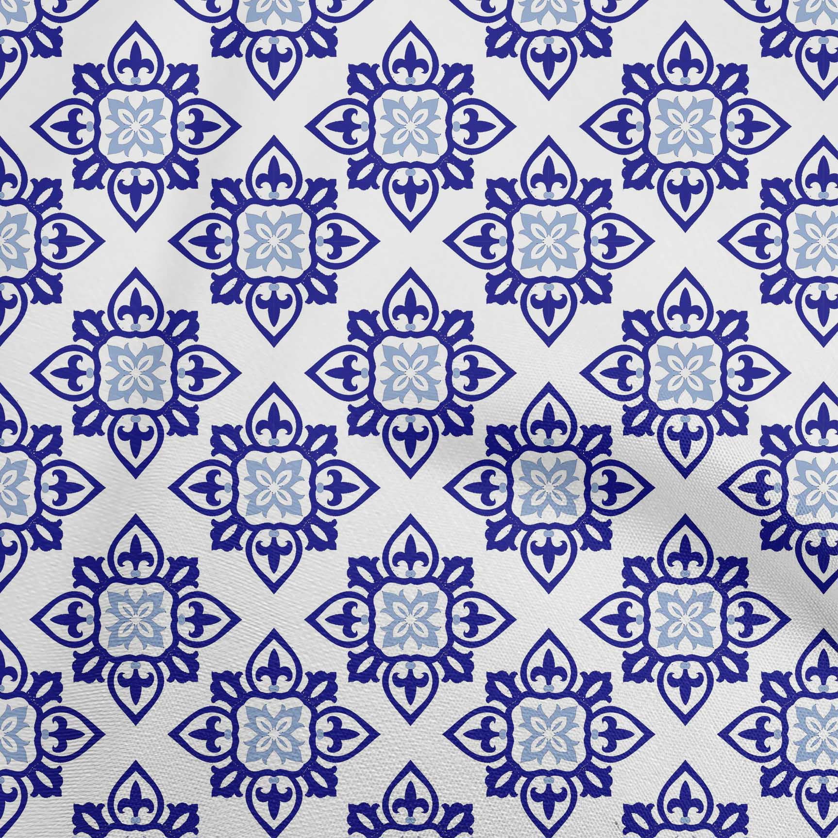 oneOone Silk Tabby Royal Blue Fabric Mosaic Sewing Material Print ...
