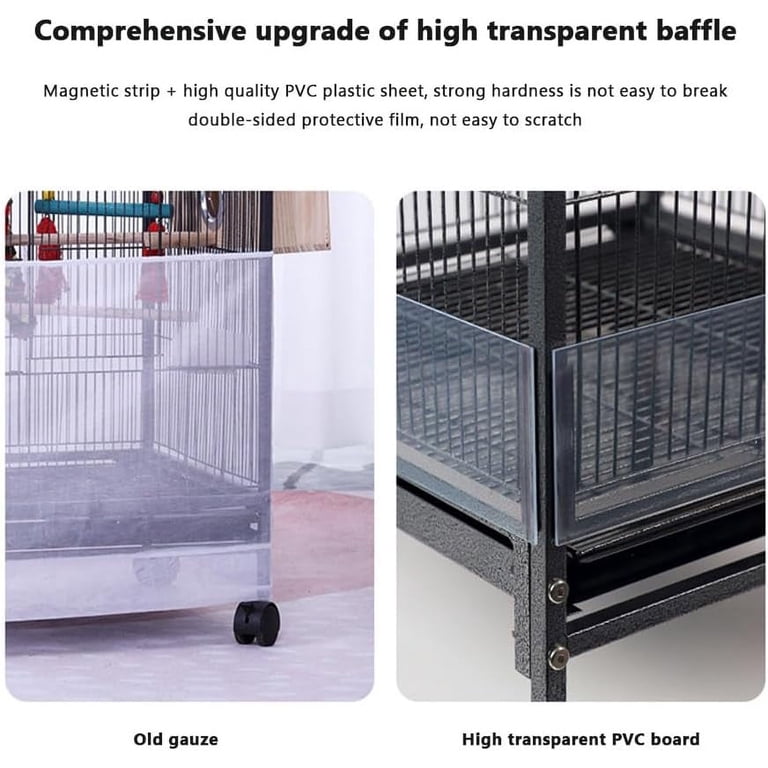 Budgie Cages 4Pcs Transparent PVC Bird Cage Baffle,Bird Cage Seed ...