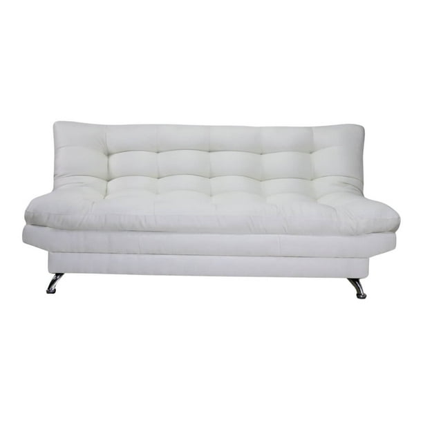 Sofá Cama Beige Moderno 3 Posiciones NORVAL Tela de Lino Estructura de Madera Pata Metálica ...