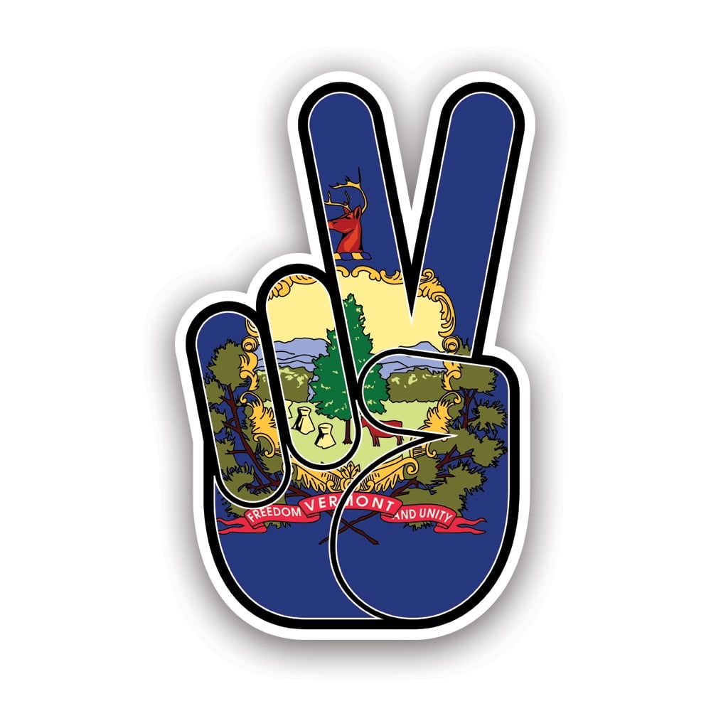 Vermont State Shaped Peace Sign Sticker Decal - Self Adhesive Vinyl ...