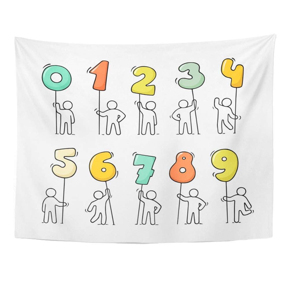 ZEALGNED Cartoon Sketch Little People With Numbers Doodle Cute Workers ...