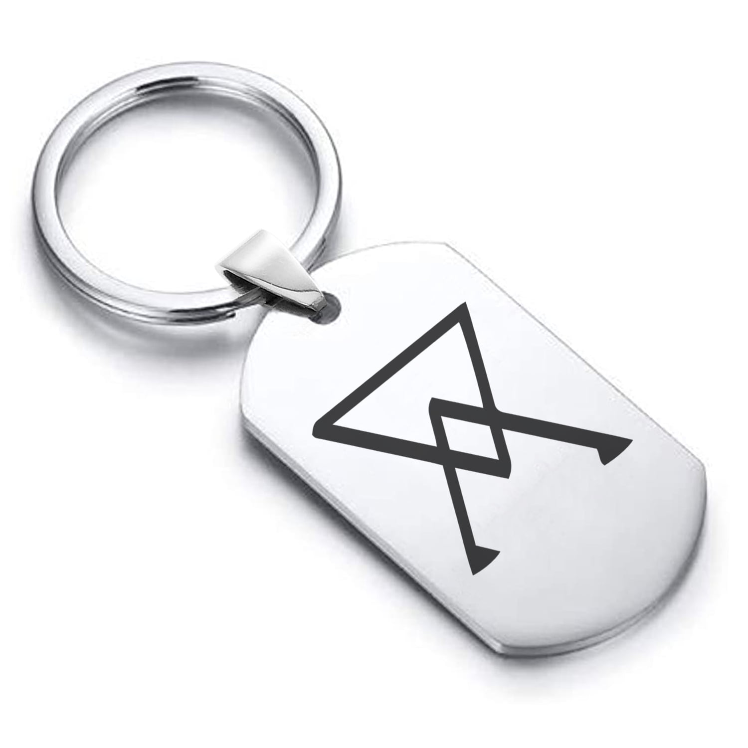 Stainless Steel Arsenic Alchemy Symbol Dog Tag Keychain Circle Ring ...