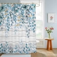 Bathroom Shower Curtain Rustic Gradient Blue Eucalyptus Waterproof ...