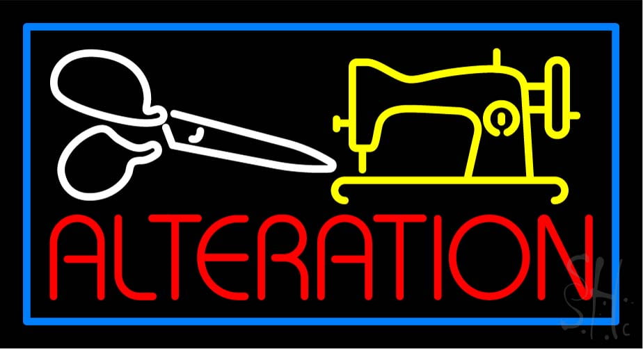 Alterations LED Neon Sign 20" Tall x 37" Wide - inches, Black Square ...