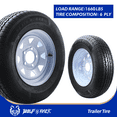 2PCS WOLF PACK Radial Tires Rims ST175/80R13 6PR on 13X4.5 5-4.5 WHITE ...