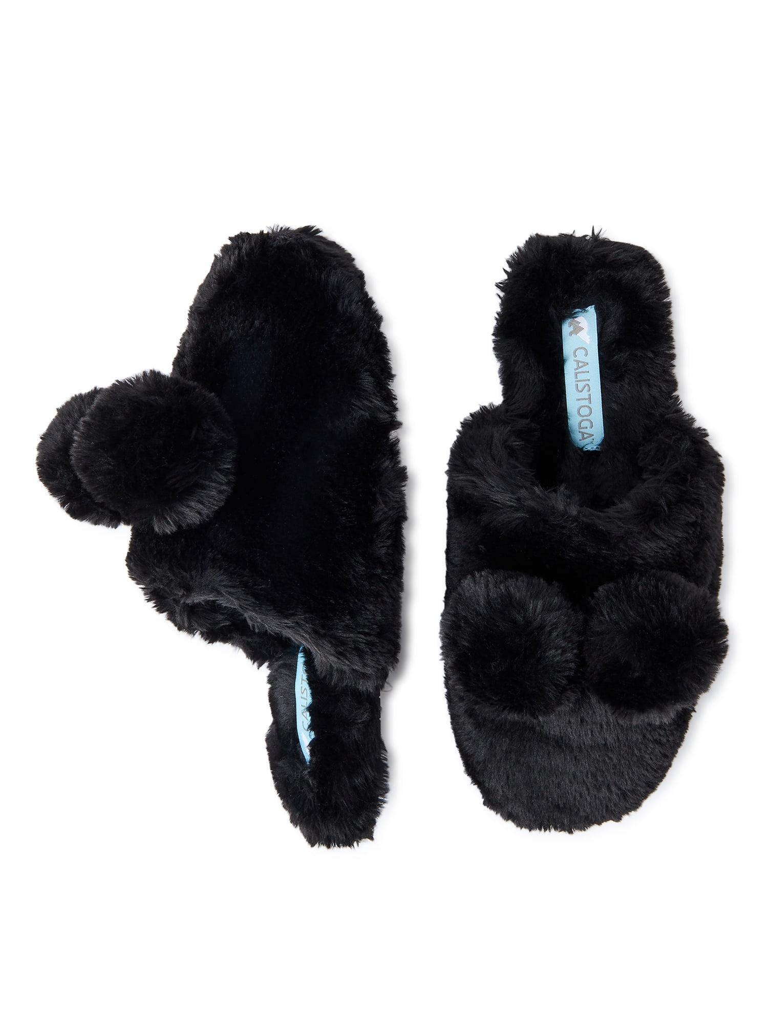 Calistoga Women's Fuzzy Pom Pom Mule Slippers - Walmart.com