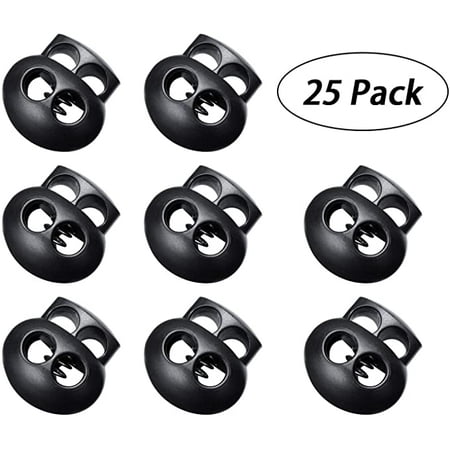 TORUBIA Plastic Toggle double Hole Spring Loaded Elastic Drawstring ...