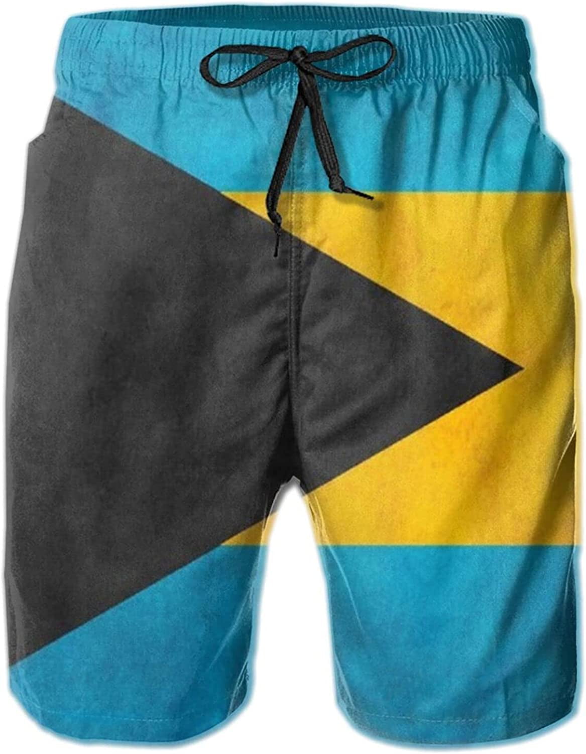 Men's Beach Shorts Retro Bahamian Flag 3D Printed Swim Trunks Quick Dry ...