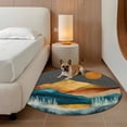 Abstract Mountain Round Rug 4ft Washable Circle Entryway Rugs Non Slip ...