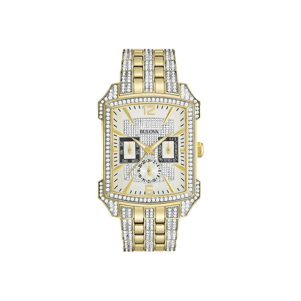 Bulova - Bulova Men's Crystal Stainless Steel Quartz Watch 98C109 ...
