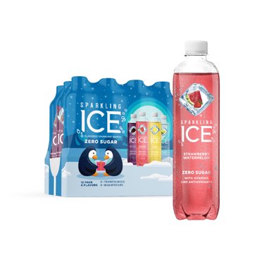 Sparkling Ice +Caffeine Zero Sugar Flavored Sparkling Water, Black Raspberry Sparkling Water, 12 ...