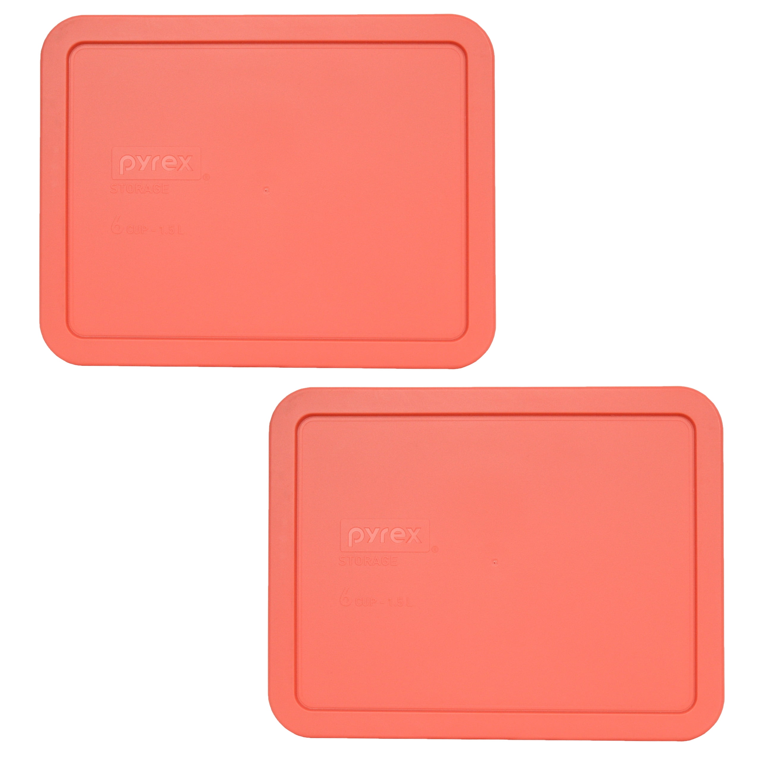 Pyrex Replacement Lid 7211-PC 6 Cup Coral Orange Rectangle Cover 2-Pack ...