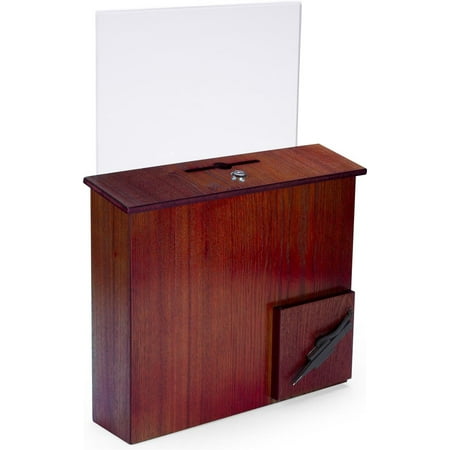 Wood Suggestion Box with Hinged Locking Door - Pen, and Pocket, Wall ...