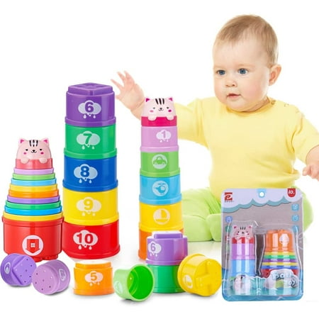 Baby Stacking & Nesting Cups Early Educational Toddlers Toy - Rainbow ...