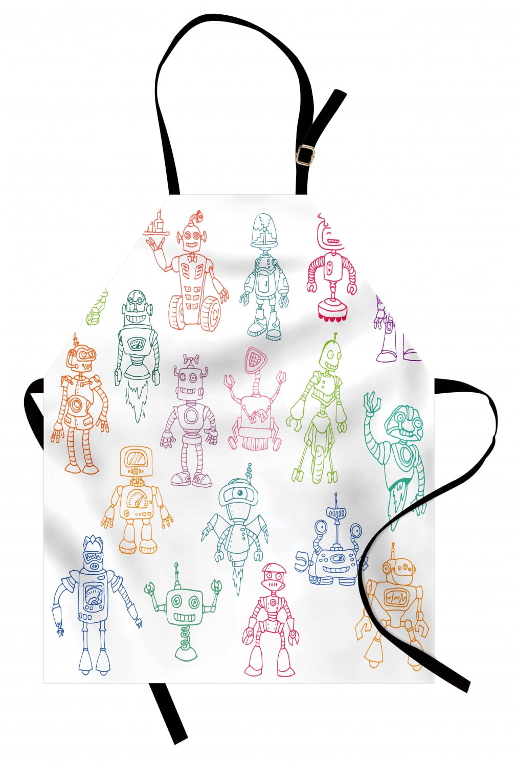 Doodle Apron Drawings of Various Robots Performing a Number of Tasks ...