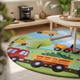 Cartoon Transportation 7' Round Rug for Living Room Conversation Area ...