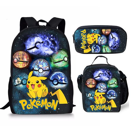 Pikachu Pokemon School Bag Cartoon Animation Student Backpack/pen Bag ...