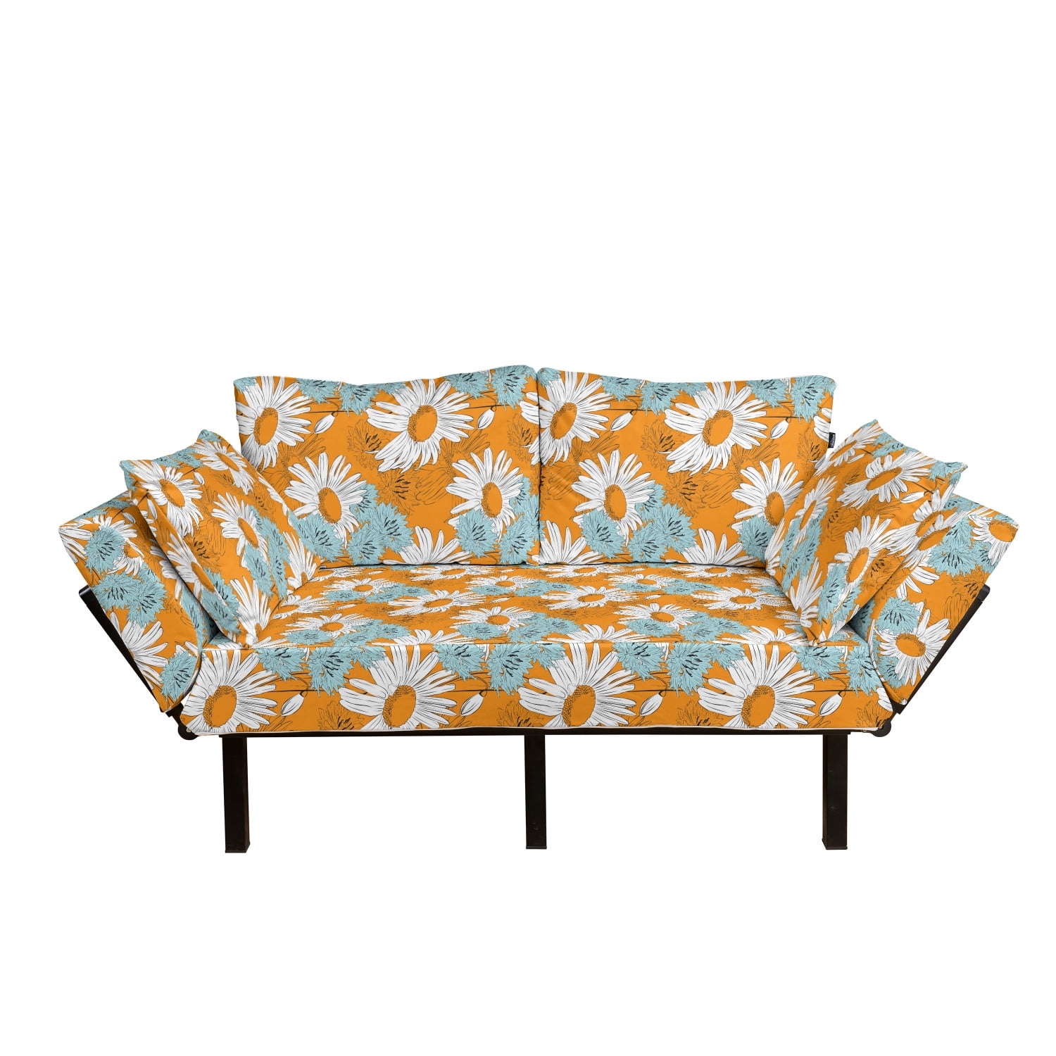 Orange Futon Couch, Blooming Spring Daisies on Orange Backdrop Romantic ...
