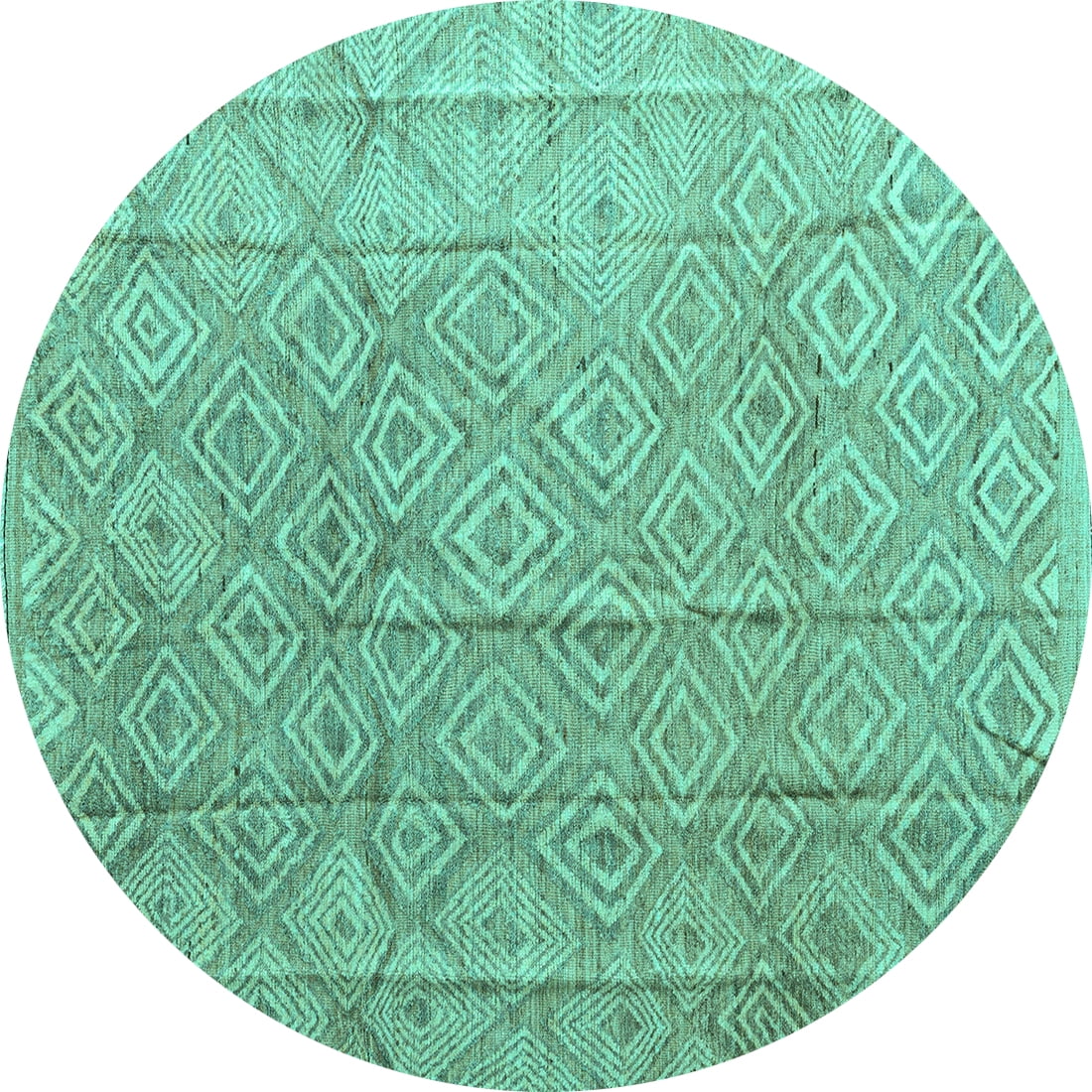 Ahgly Company Machine Washable Indoor Round Abstract Turquoise Blue ...