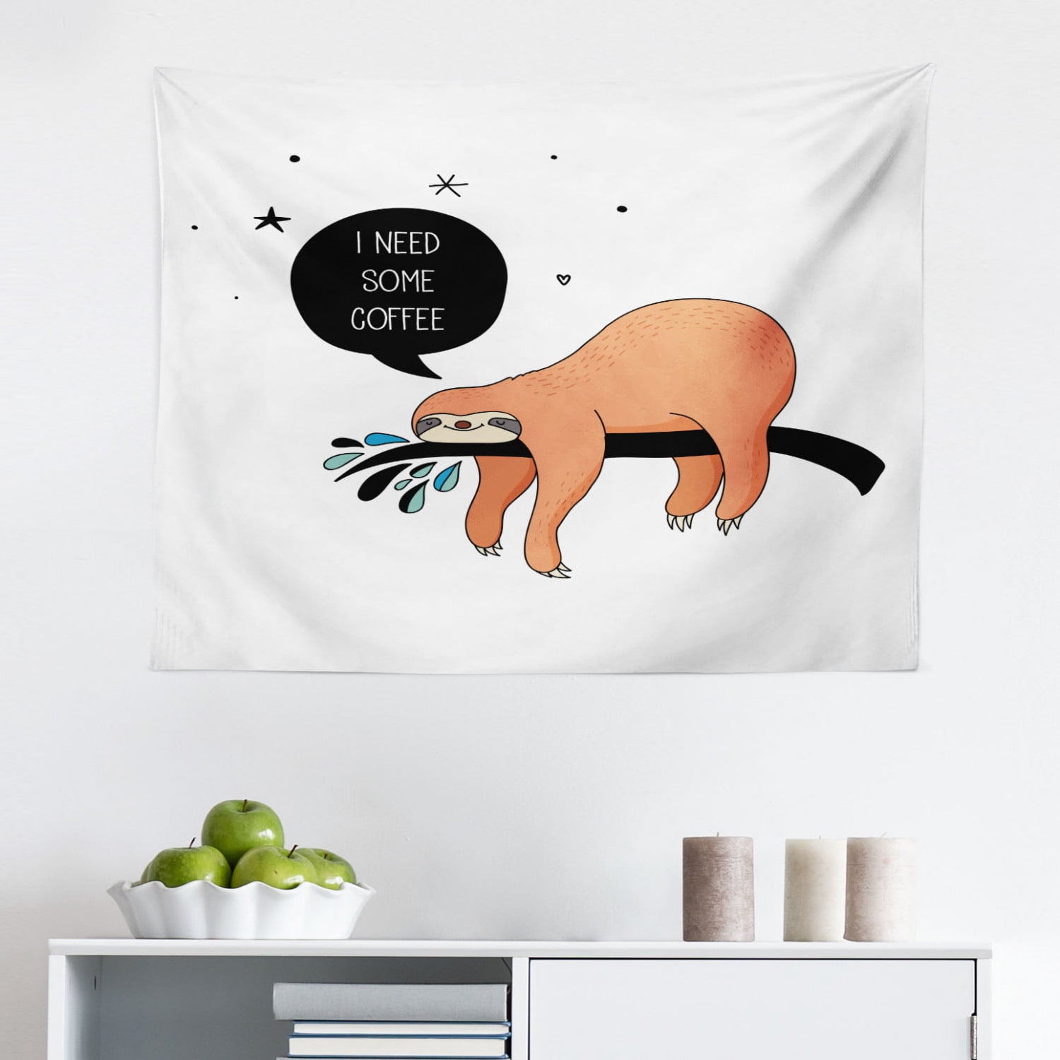 Humor Tapestry, Rainbow Colored Backdrop Image Sketchy Happy Smiling ...