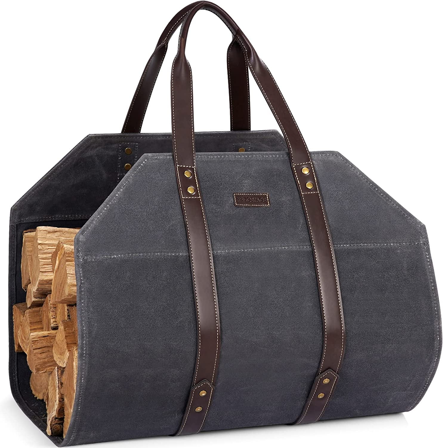 Log Carrier|Waxed Canvas Log Holder|Firewood Carrier Tote Bag|Fireplace ...
