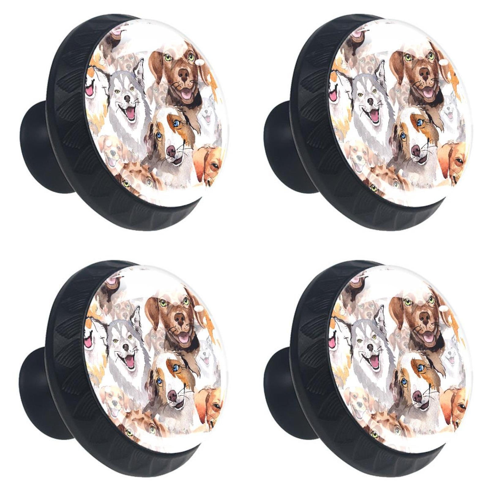 4 Pcs Painting Dogs Knobs for Kitchen Cabinet Cupboard Dresser Bookcase ...