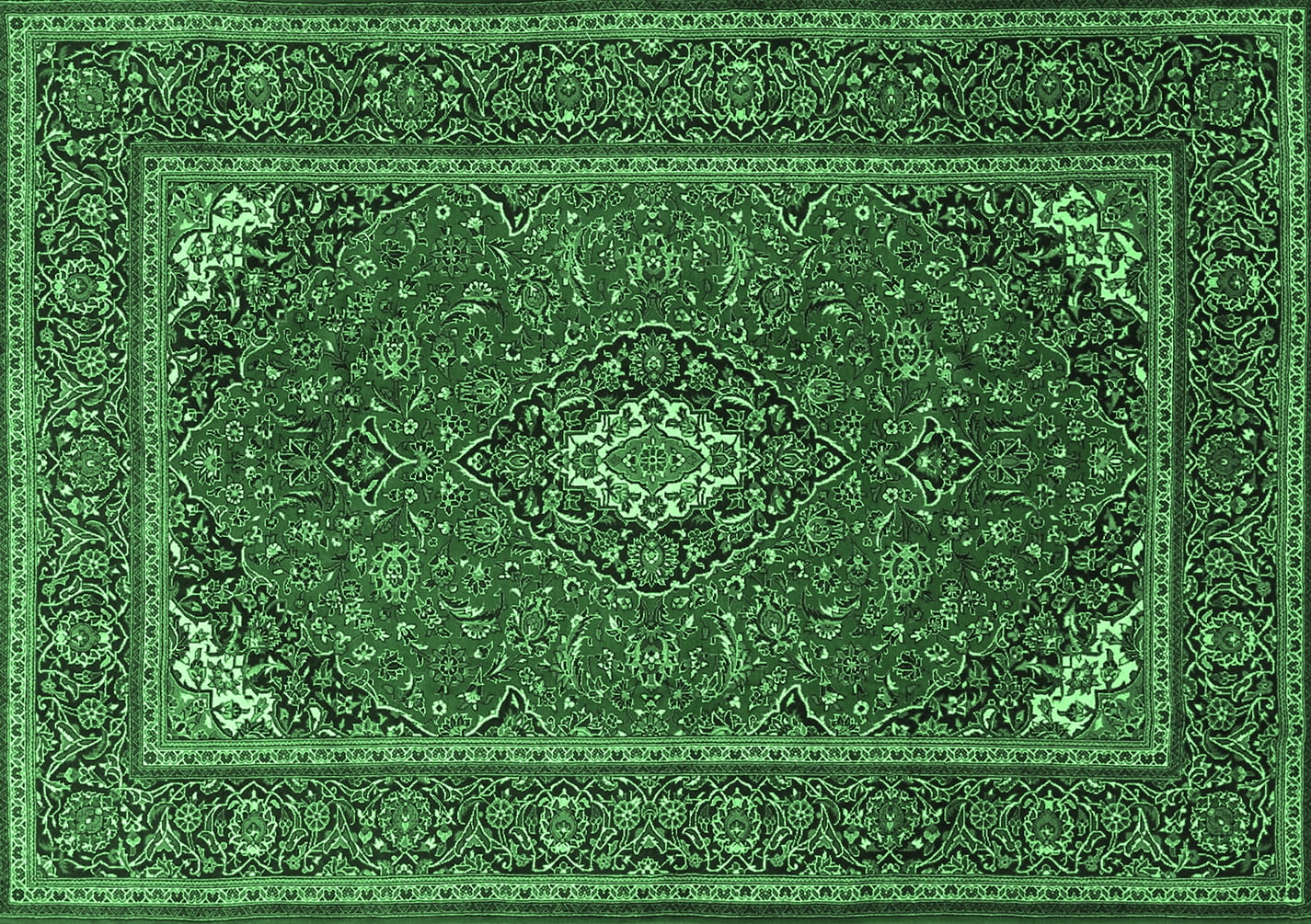 Ahgly Company Indoor Rectangle Medallion Emerald Green Traditional Area ...