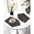 Boho Black Floral Round Table Placemats Set of 6 Wedge Placemats ...