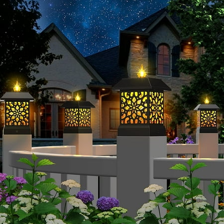 Solar Post Lights,Solar Cap Lights for Deck Posts Outdoor Waterproof ...
