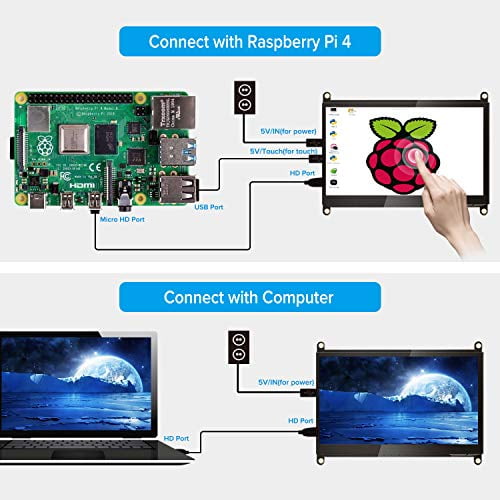 Buy Raspberry Pi Touchscreen Monitor, 7'' Touch Screen with HD Display ...