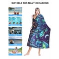 Beach Towel-Fantasy Blue Neon Mushrooms Microfiber Absorbent Quick Dry ...