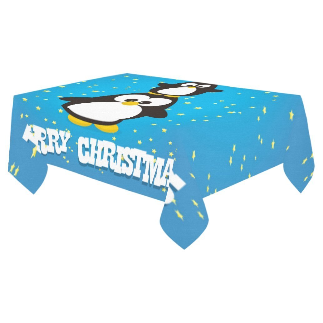 MYPOP Merry Christmas Funny Penguin Cotton Linen Tablecloth Sets 60x120 ...