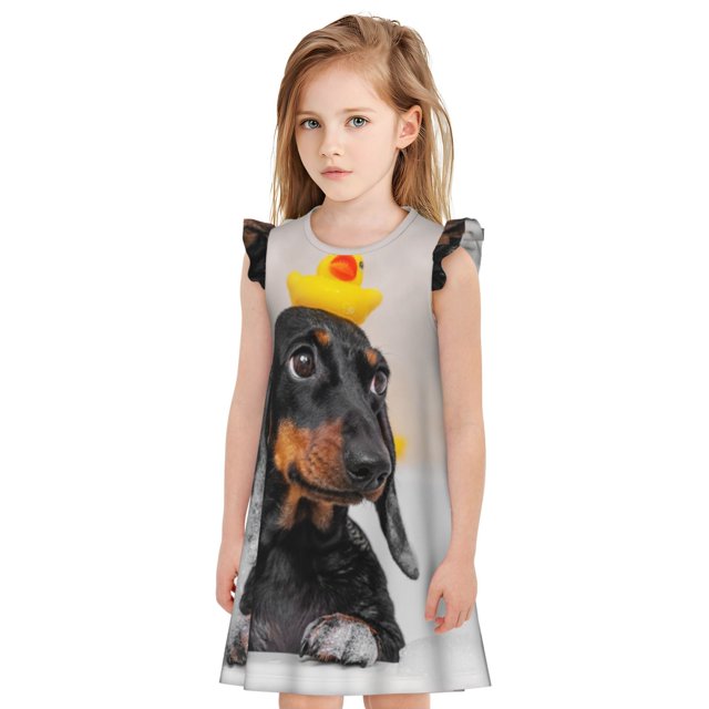 Cauagu Dachshund Sitting in Bathtub Pattern Girls Nightgowns Sleepwear ...