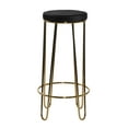 DecMode 17" x 31" Gold Metal Bar Stool with Black Upholstered Seat, 1 ...