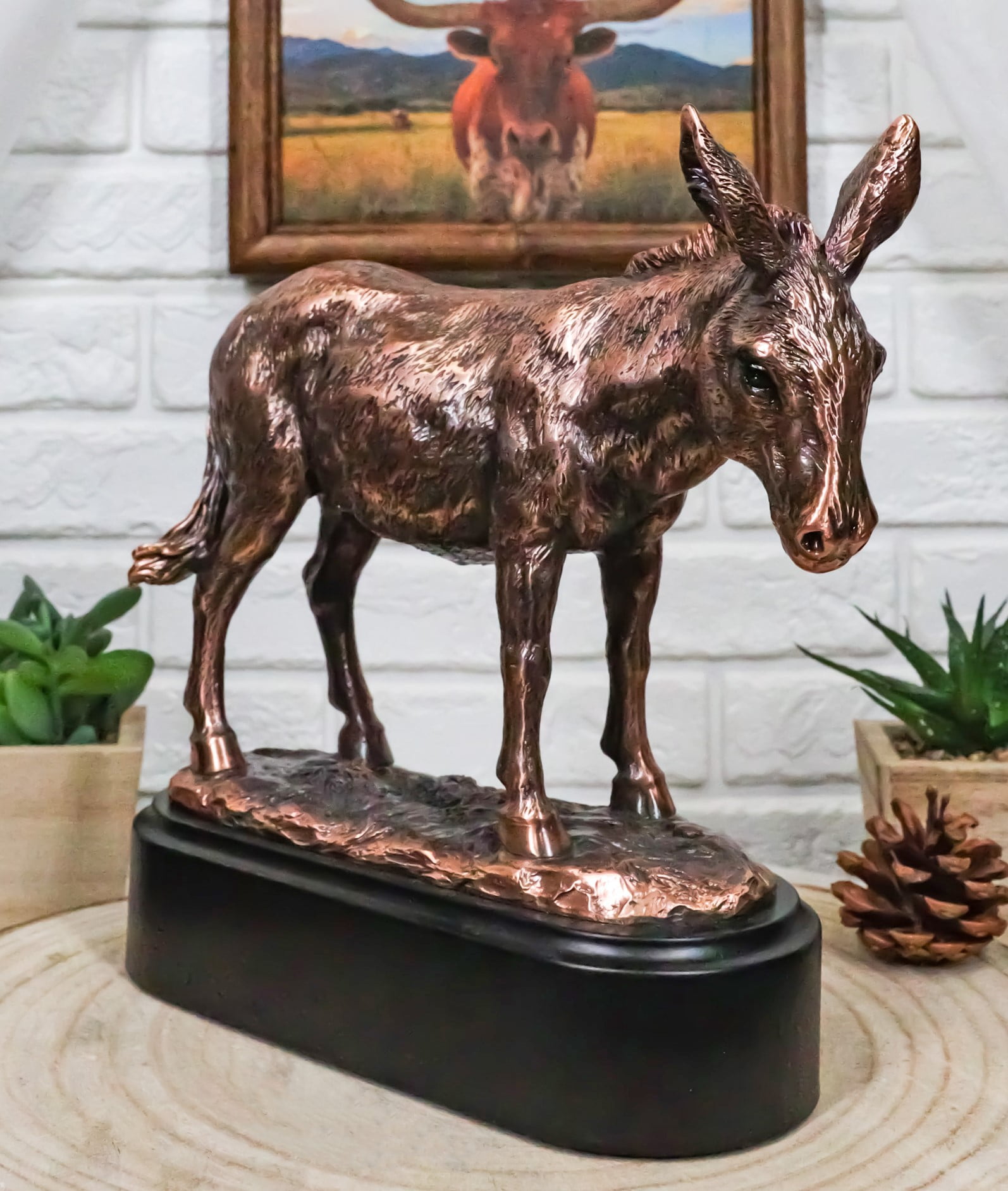 Rustic Western Farmhouse Ass Donkey Mule Electroplated Bronze Resin ...