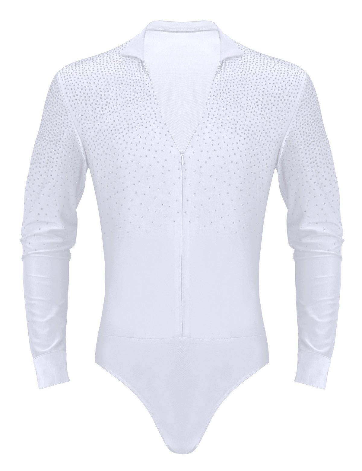 iiniim Men Long Sleeve V-neck Press Button Crotch Ballroom Latin Tango ...