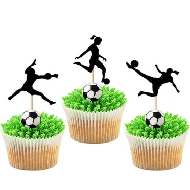Soccer Cake Topper, 28 PCS Qoadwem Soccer Ball Player Cake Topper for ...