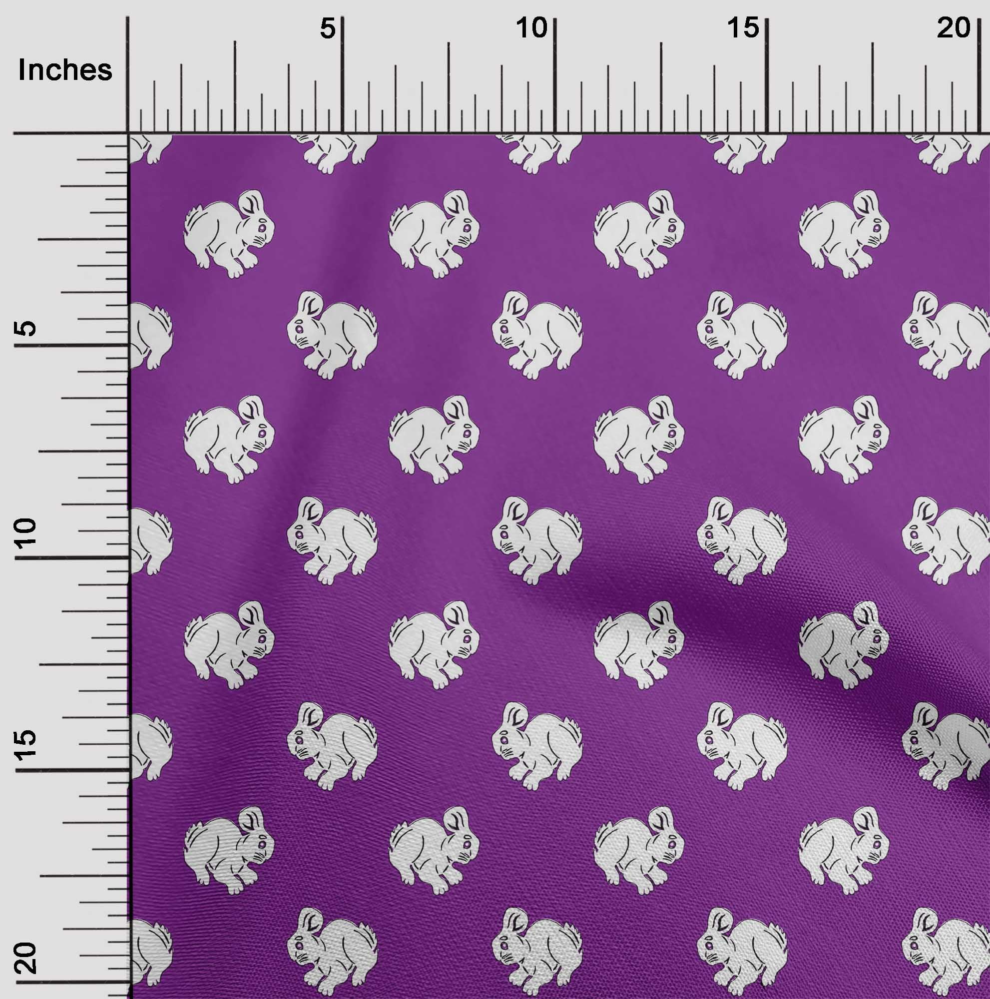 oneOone Silk Tabby Fabric Rabbit Block Print Fabric By The Yard 42 Inch ...
