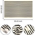 2 x 3 Ft Black and Beige Striped Rug, Cotton Low-Pile Woven Layering ...