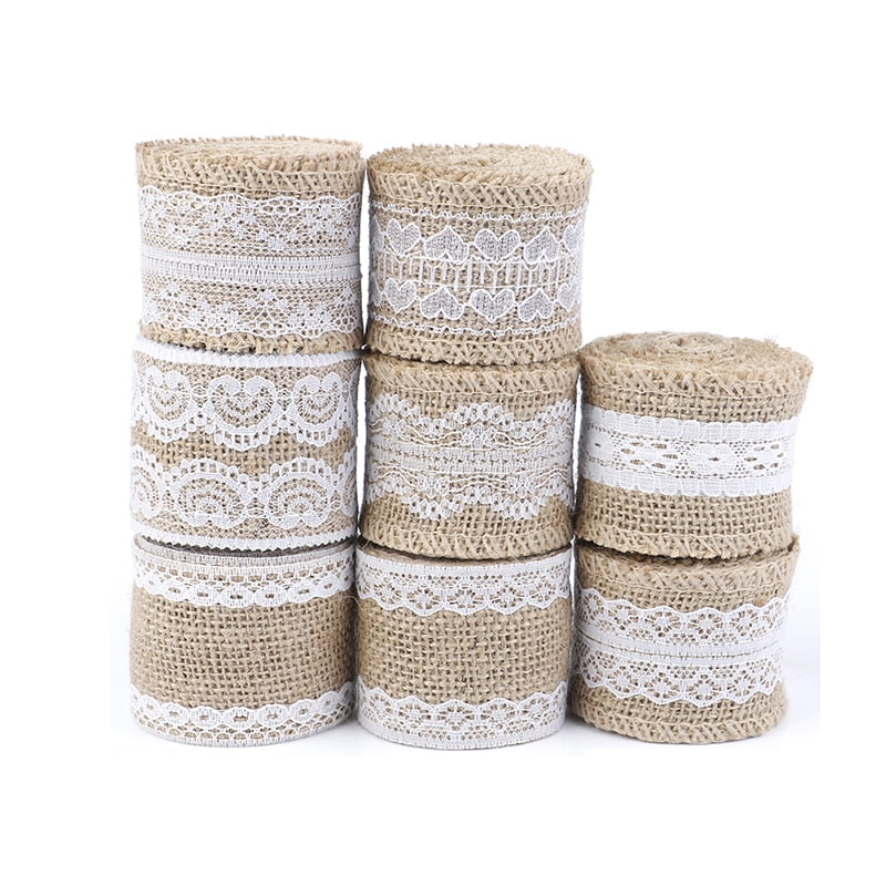 Racing Butterfly 2Meter/Roll Jute Burlap Hessian Lace Ribbon White Lace ...
