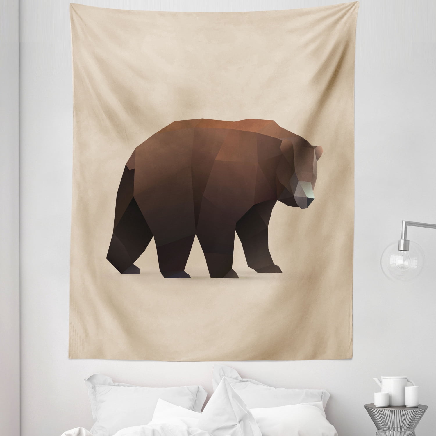 Polygons Tapestry, Modern Geometric Design Bear Silhouette Woodland ...