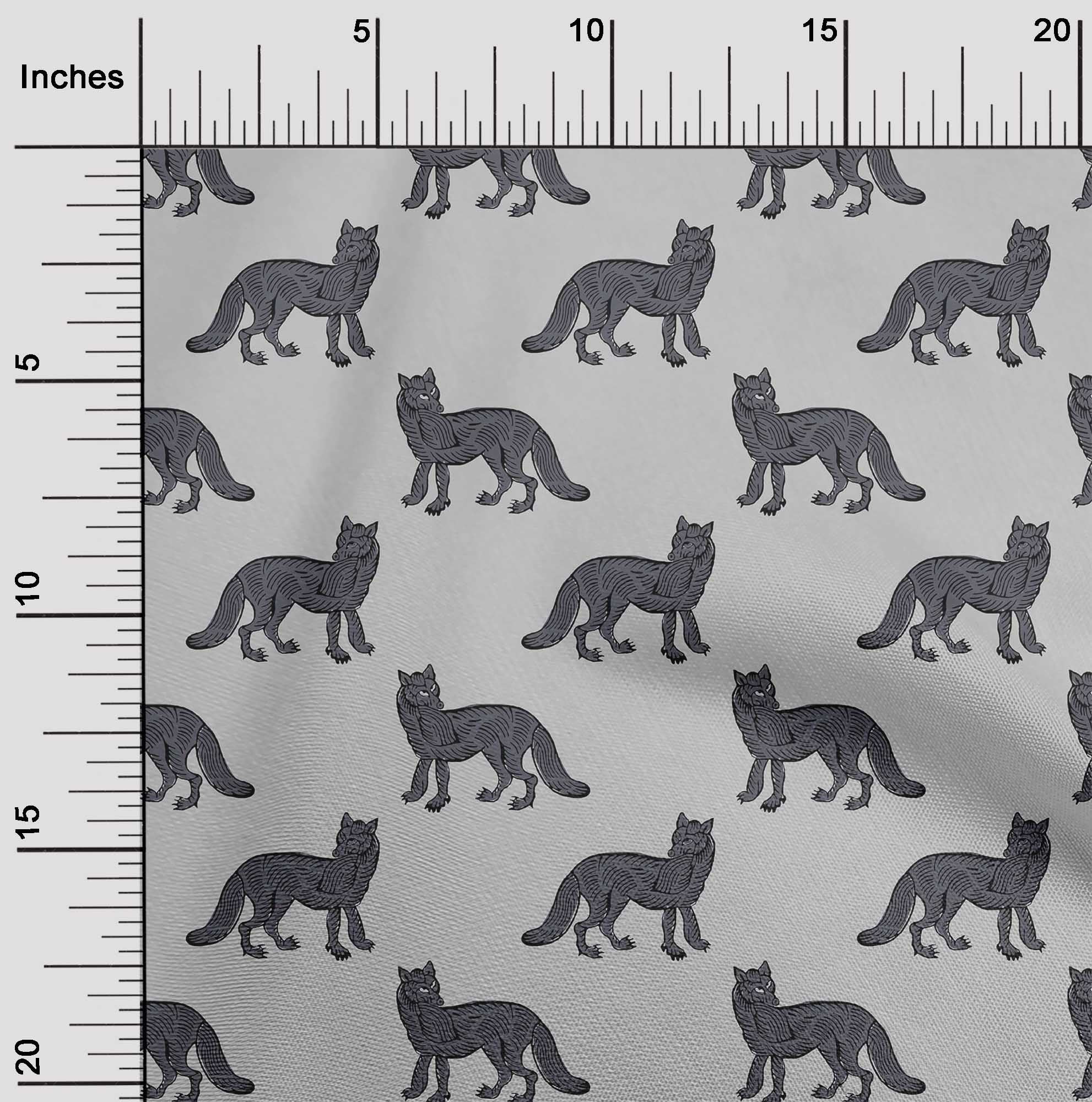 oneOone Cotton Poplin Fabric Fox Block Print Fabric By The Yard 42 Inch ...