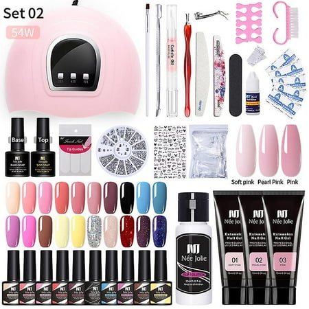 Gel Nail Polish Kit With Uv Light 54w Nail Dryer, 20 Colors White Nude ...