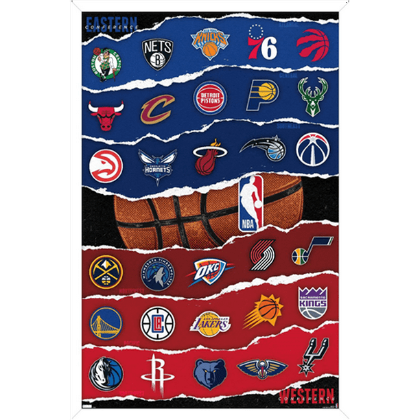 NBA League - Logos 21 Wall Poster, 14.725" x 22.375", Framed - Walmart.com