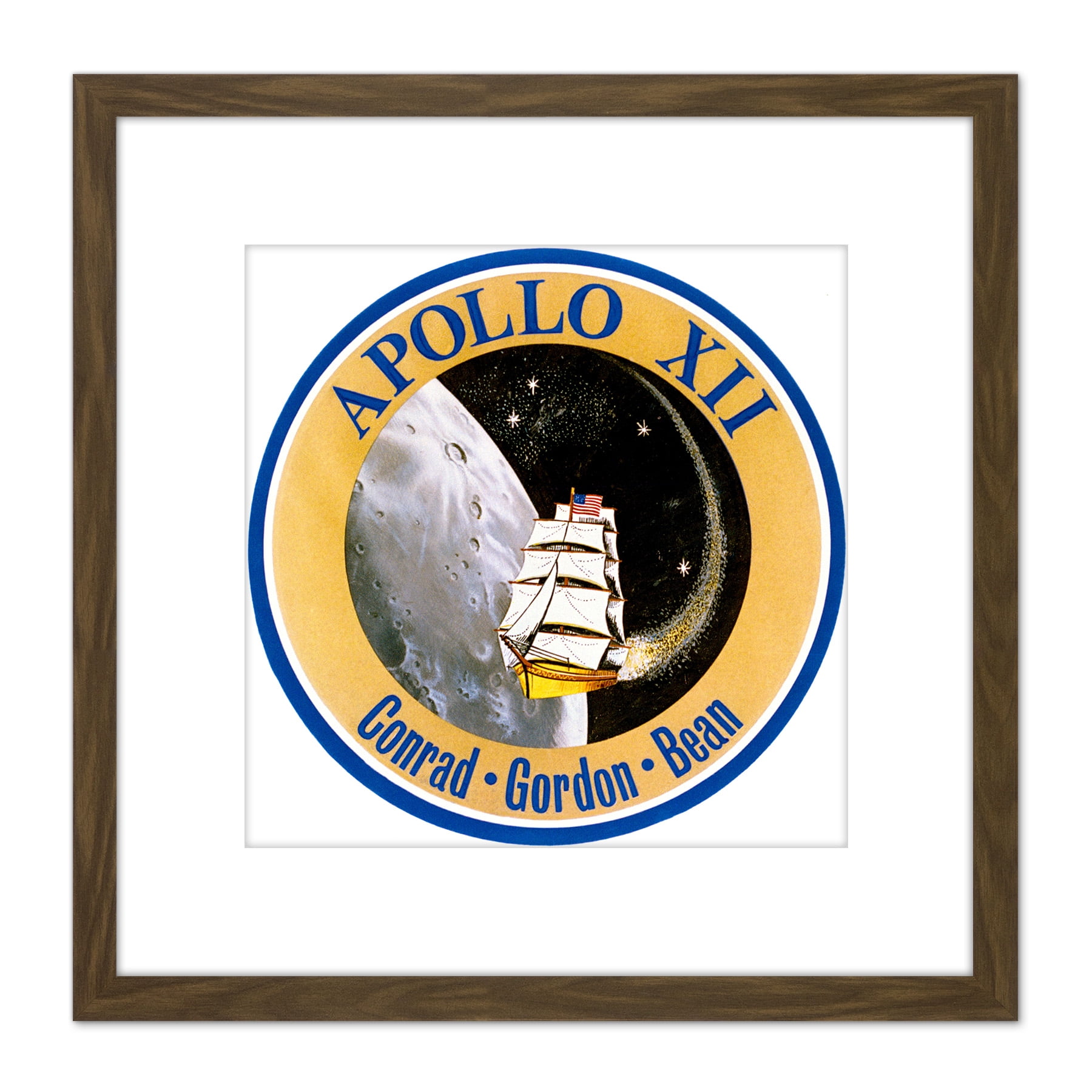 Space NASA Apollo 12 Mission Emblem Badge Patch 8X8 Inch Square Wooden ...