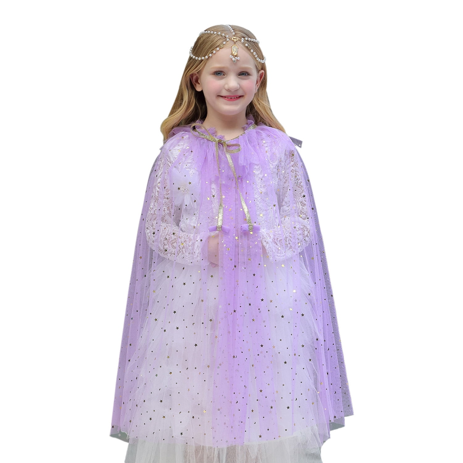 KAWELL Girls Princess Cape Shiny Party Props Kids Halloween Dress up ...